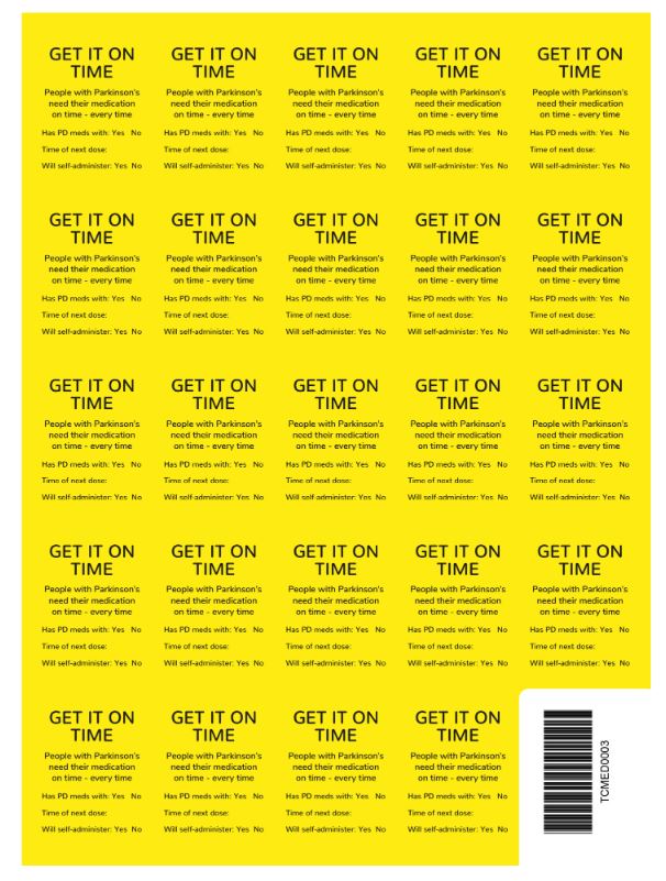 Emergency Department Get It On Time stickers (A4) – Parkinson's UK shop